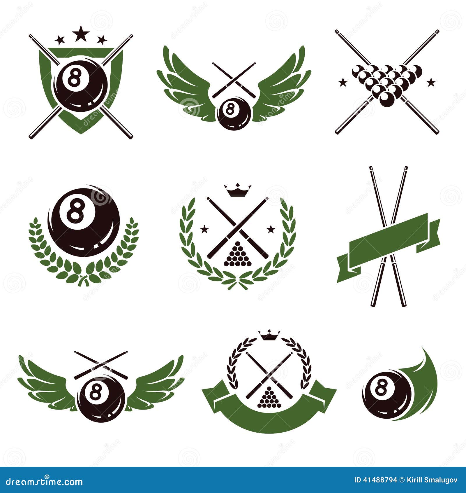 Billiards And Snooker Labels Set. Vector | CartoonDealer.com #41488794