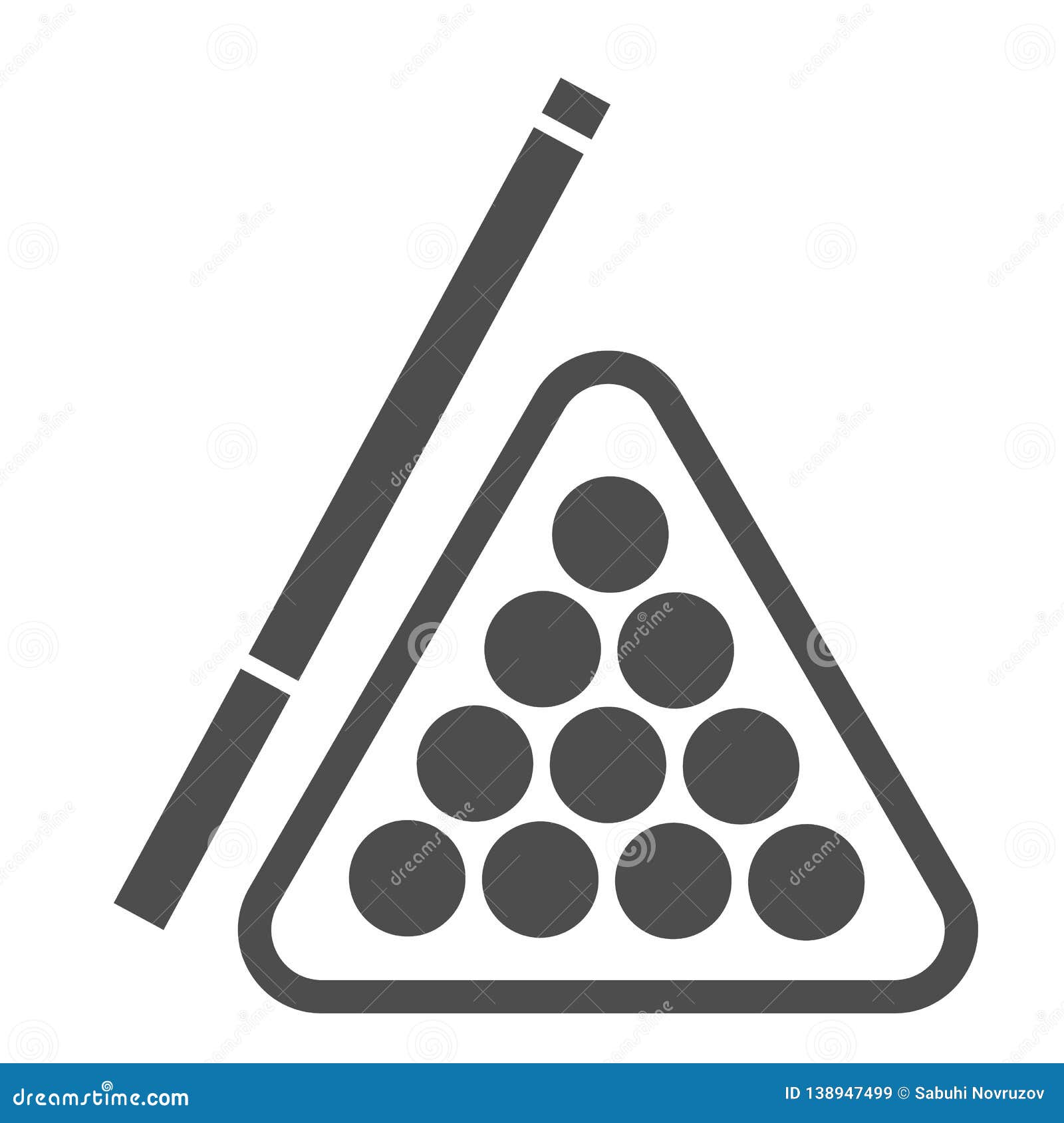Billiards Solid Icon. Pool Cue and Balls Vector Illustration Isolated ...