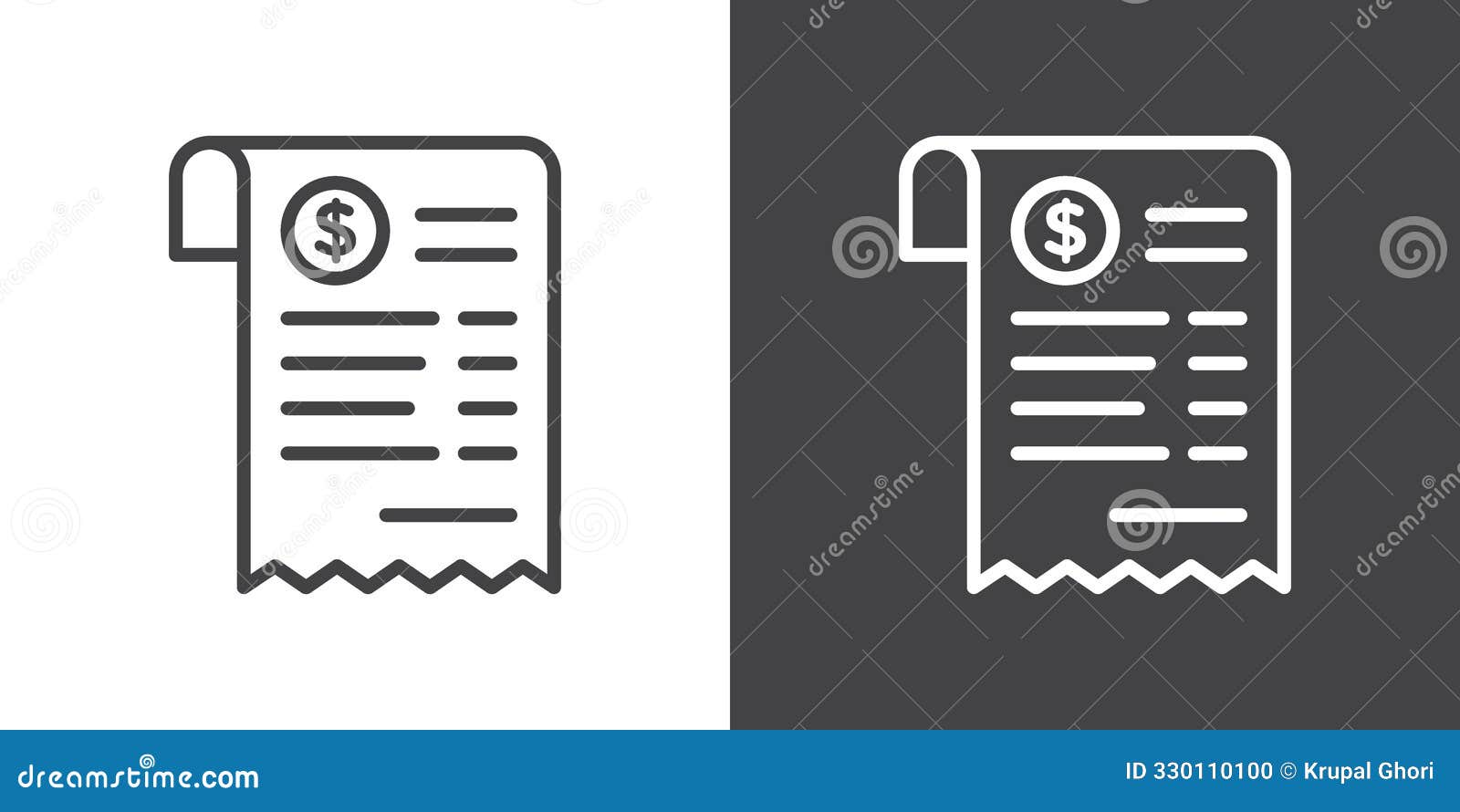 Billing Icon Flat Vector Set Outline Stock Vector - Illustration of ...