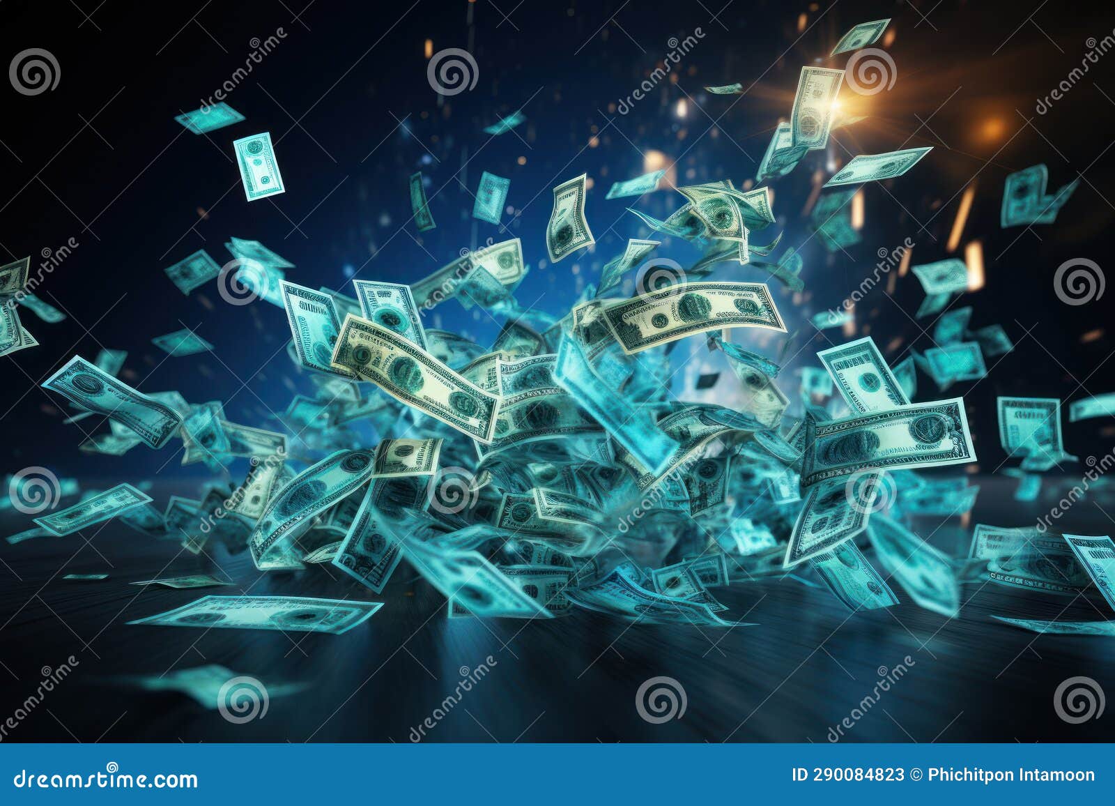 Billionaire with Dollar Money Fly on Air and Burn. Illustration ...