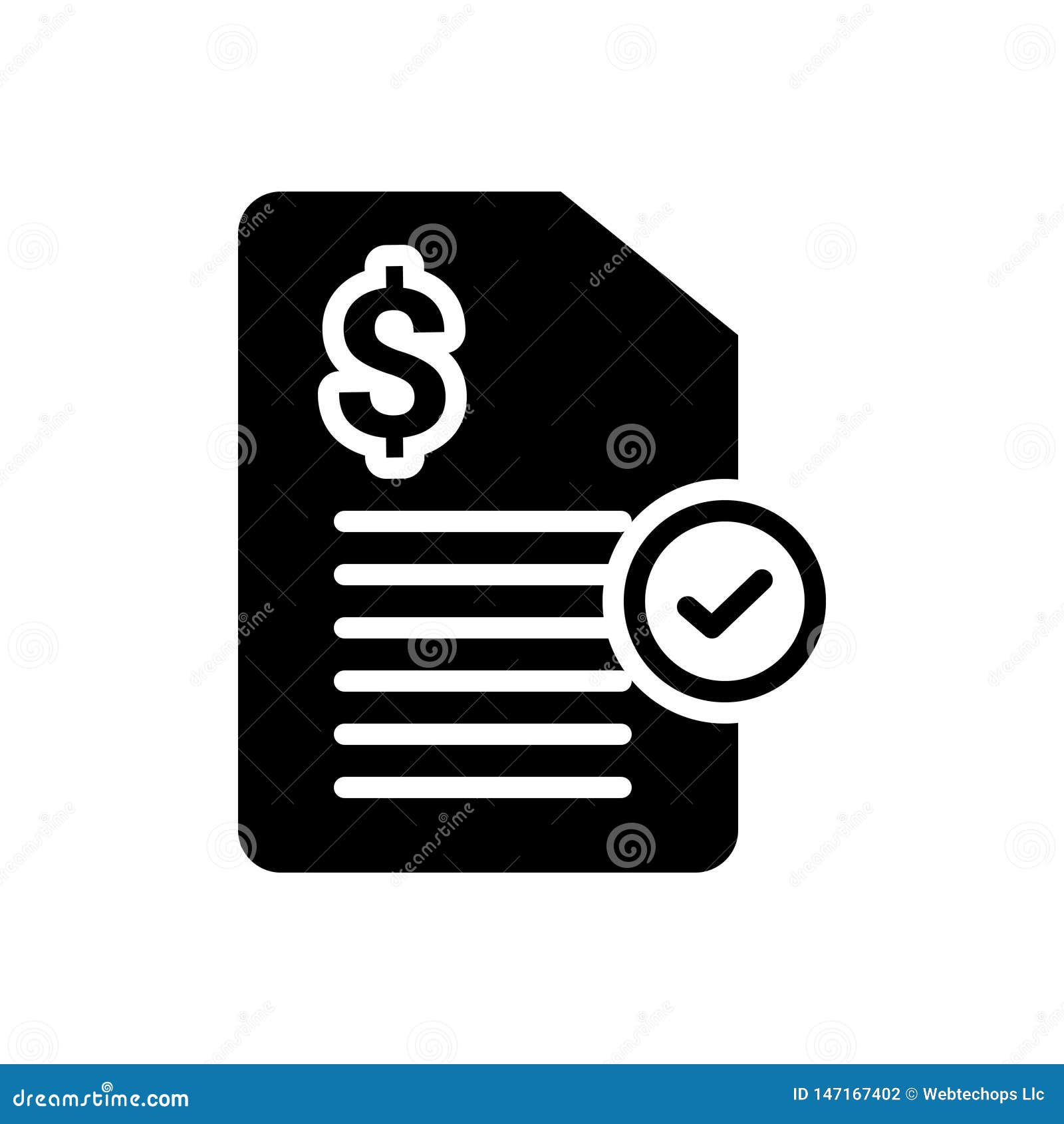 Black Solid Icon for Bills, Paid and Stamp Stock Vector - Illustration ...