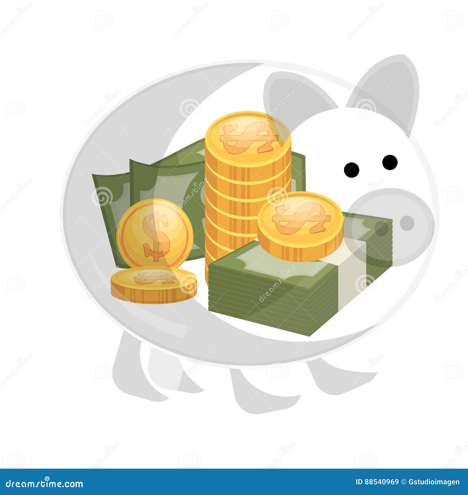 Bills and coins icon stock vector. Illustration of finance - 88540969
