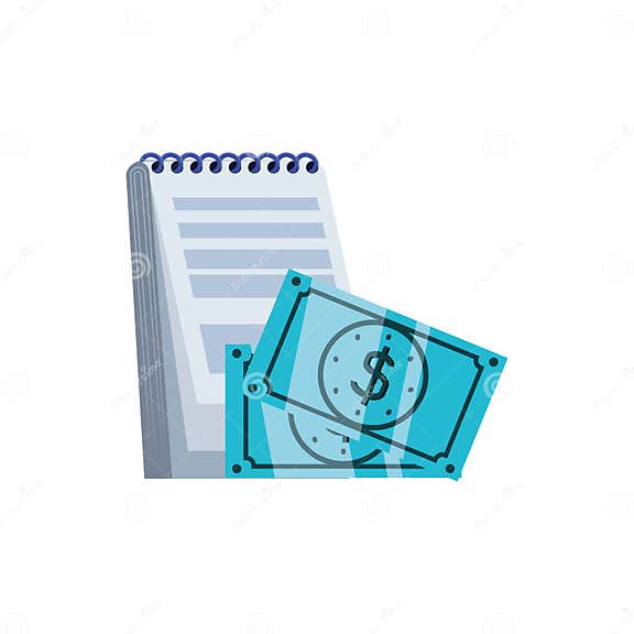 Bills Dollar Money with Notepad Stock Vector - Illustration of finance ...