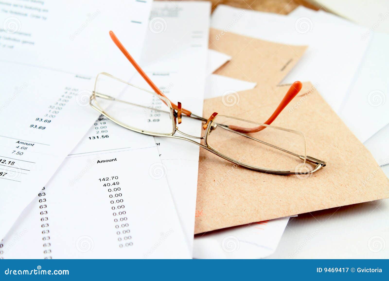 Bills and glasses stock image. Image of financing, payments - 9469417