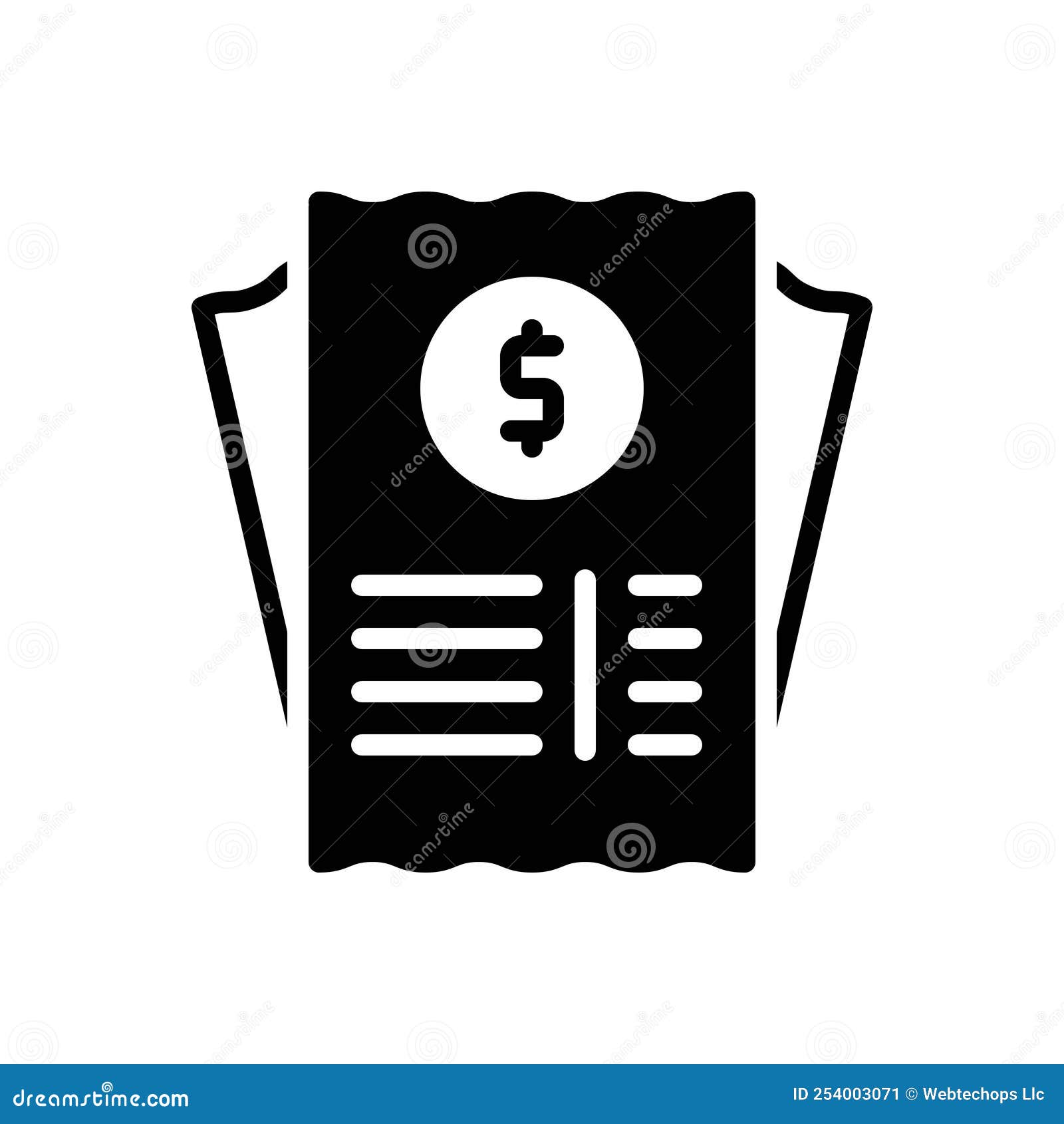Black Solid Icon for Bills, Receipt and Payment Stock Illustration ...