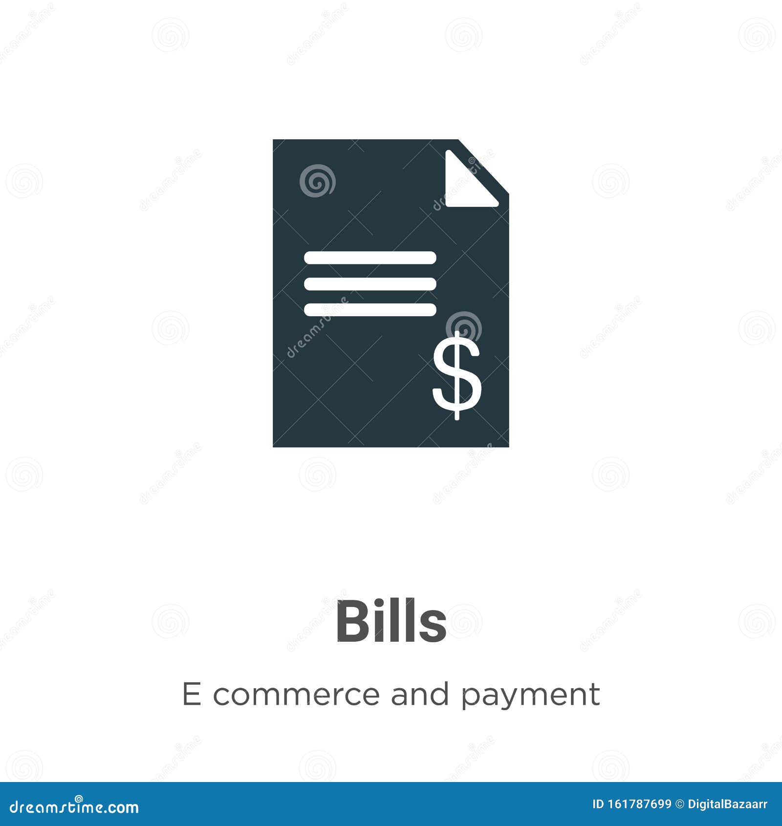 Bills Vector Icon on White Background. Flat Vector Bills Icon Symbol ...