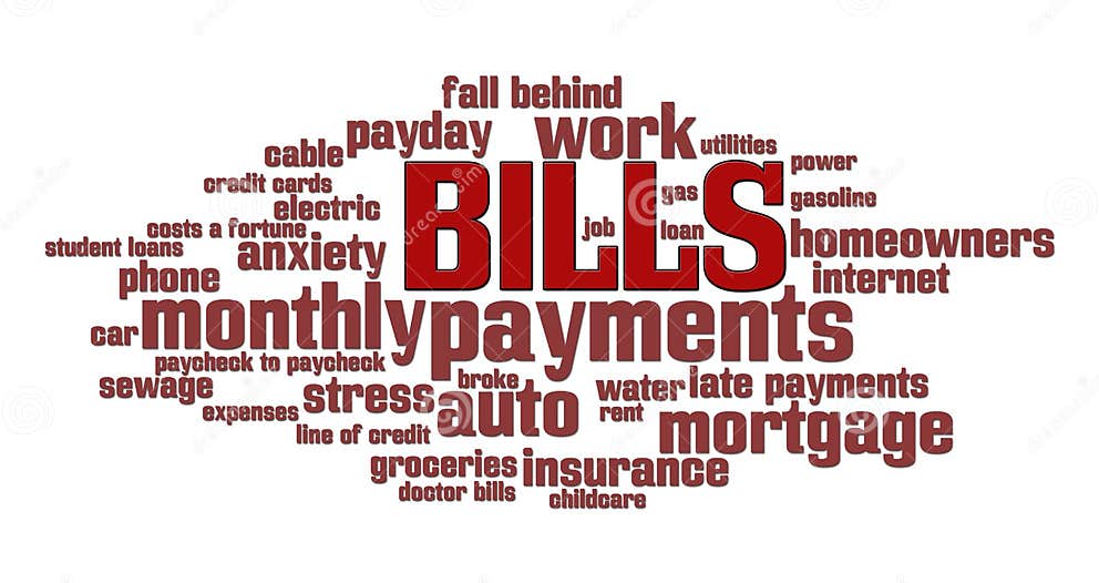 Bills Word Cloud stock illustration. Illustration of payments - 16819561