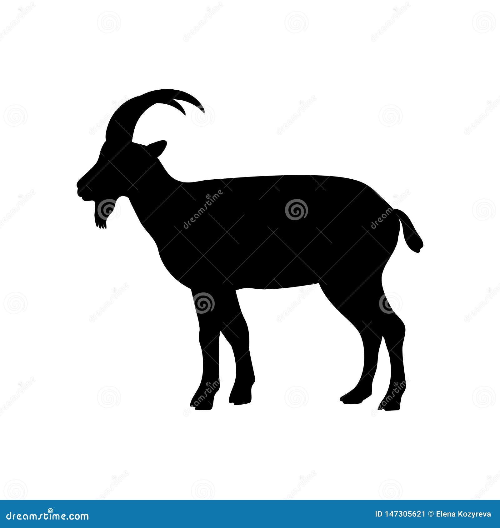 Silhouette Of Billy Goat Isolated On Black Circle - Goat, Sheep, Lamb ...