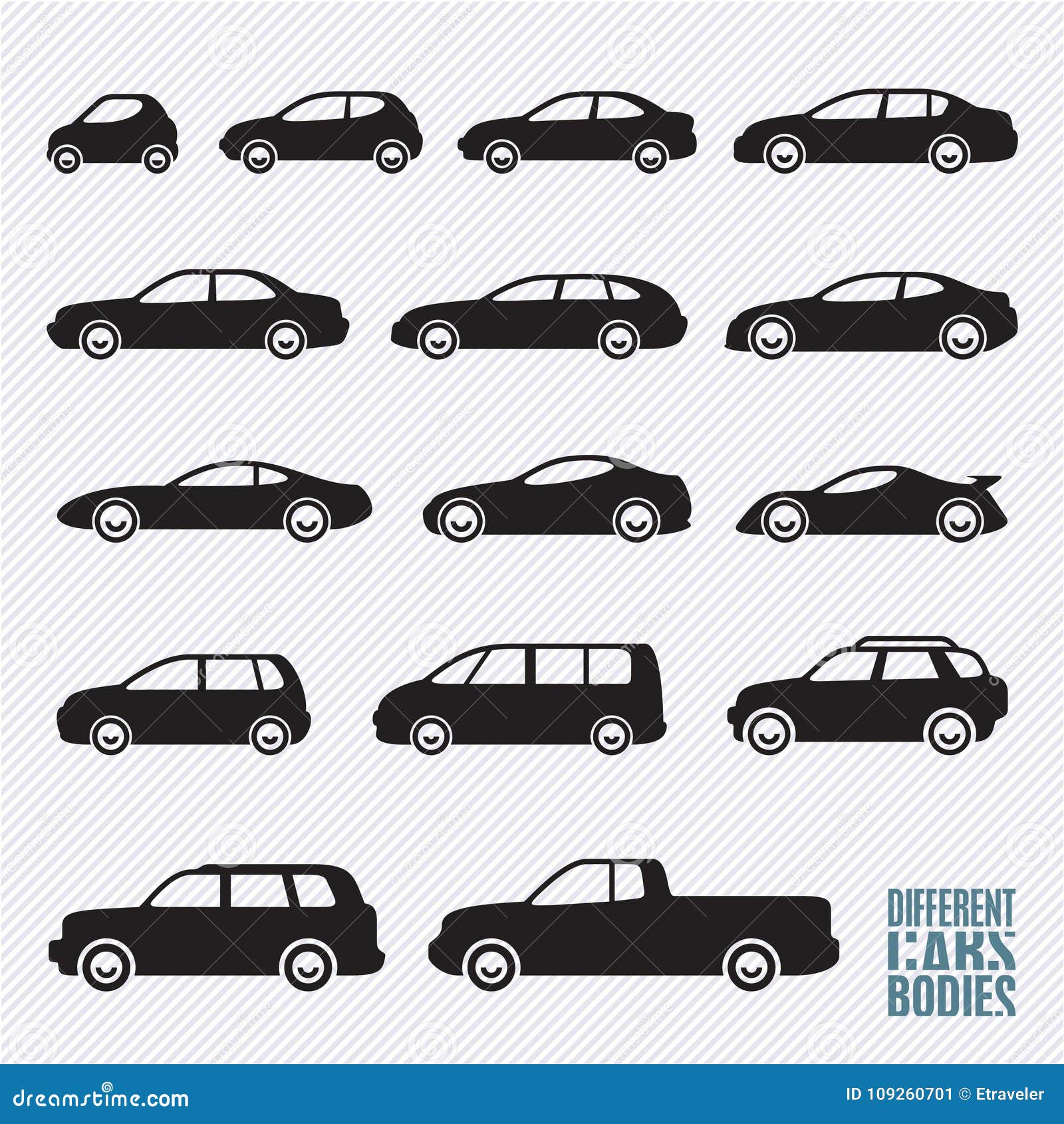 Bilsymboler Uppsättning, Biltyper Vektor Illustrationer - Illustration ...