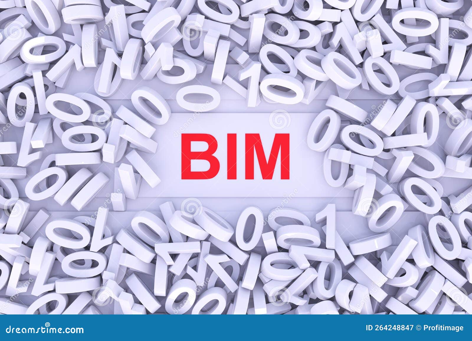 BIM Abstract Background with Scattered Binary Code 3D Stock ...