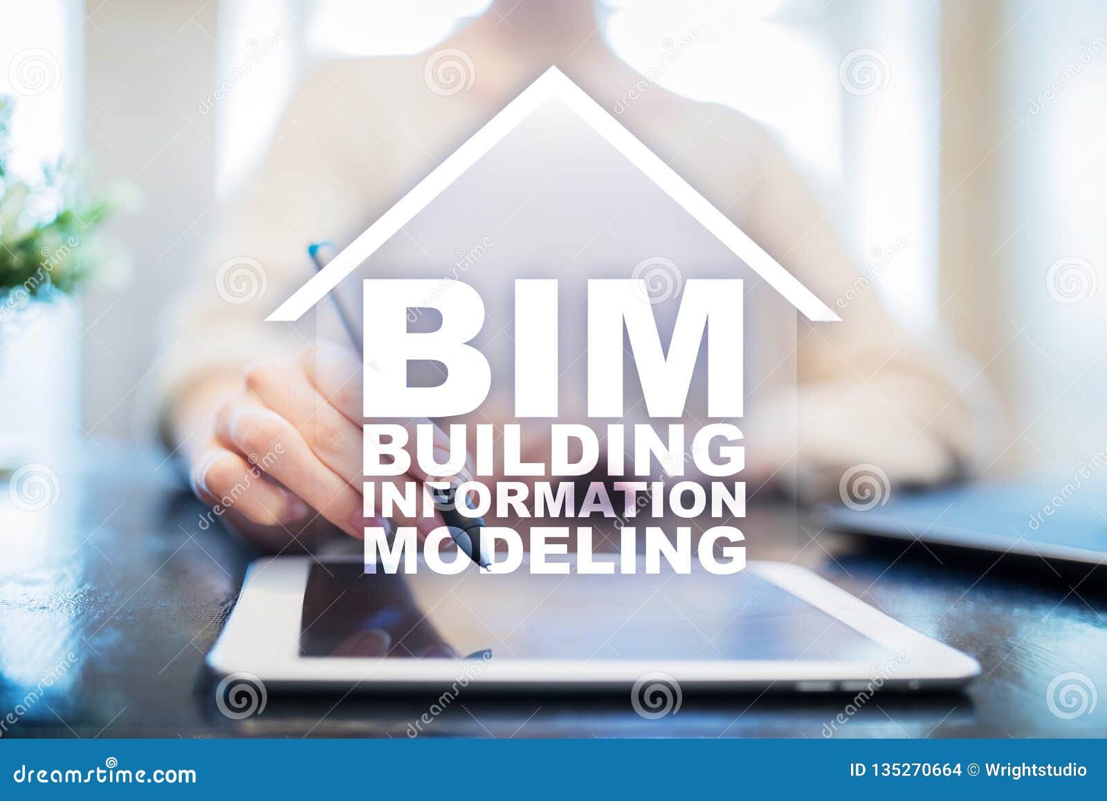 BIM - Building Information Modeling Concept on Virtual Screen. Stock ...