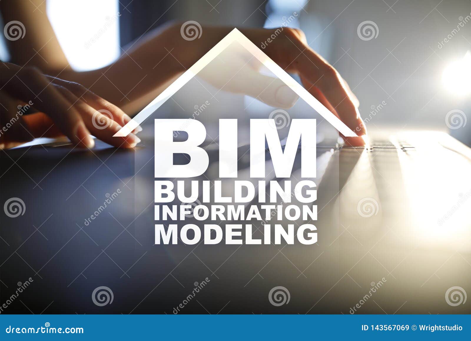 BIM - Building Information Modeling Concept on Virtual Screen. Stock ...