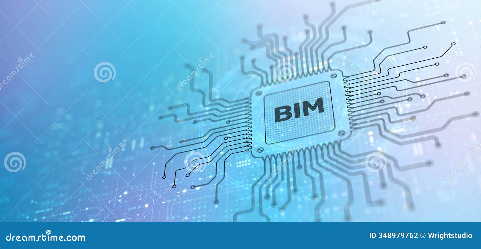 BIM Building Information Modeling Illustrated on a Processor Stock ...