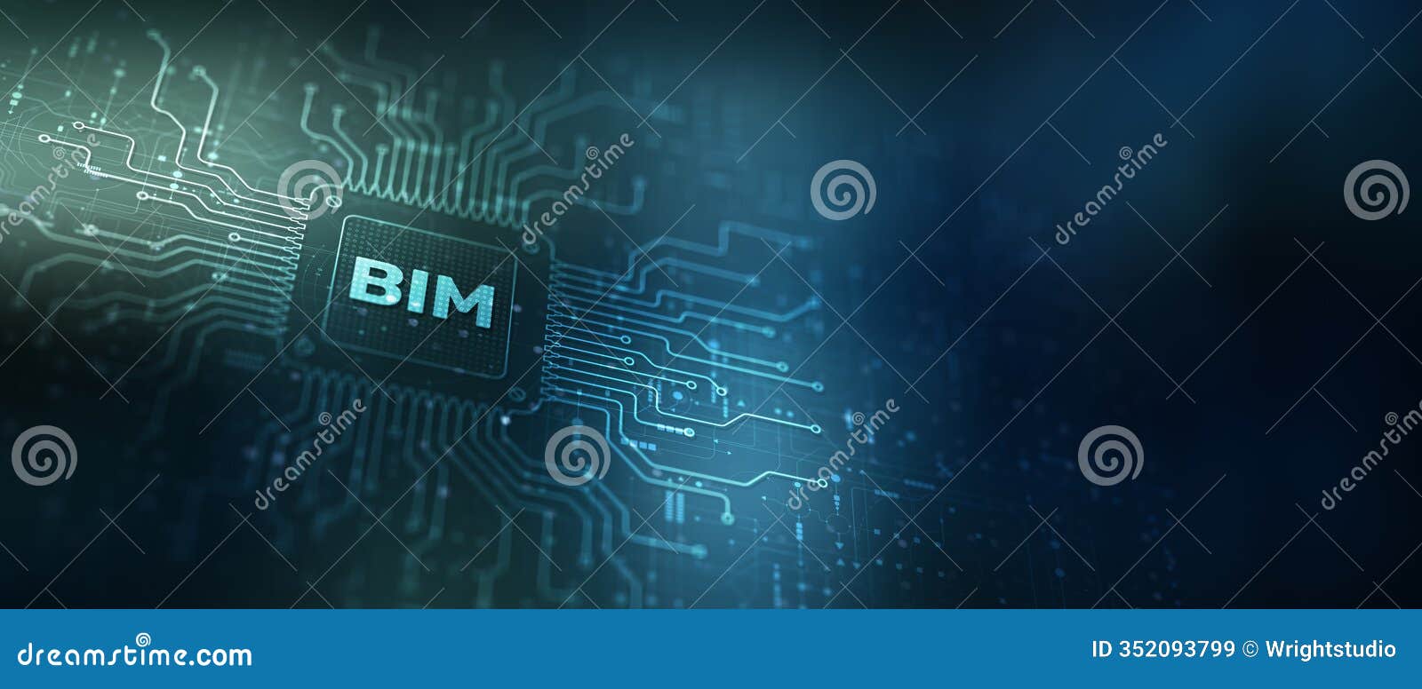 BIM Building Information Modeling Illustrated on a Processor Stock ...