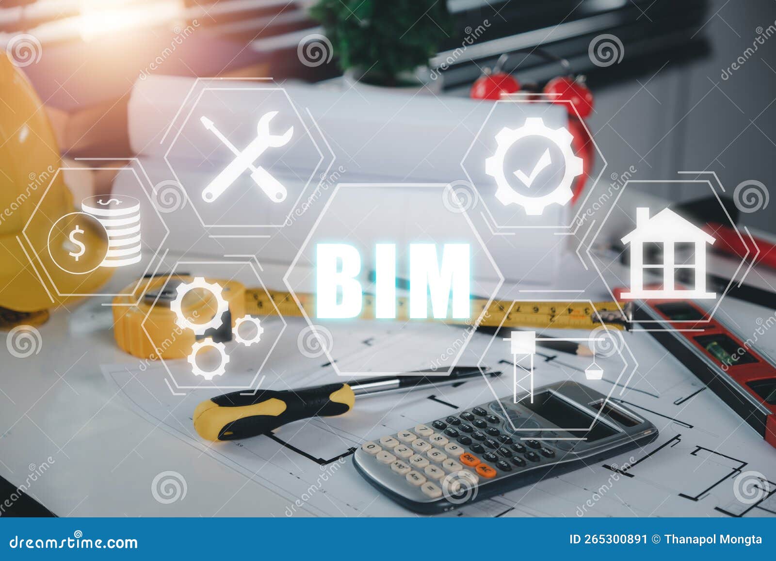 BIM Building Information Modeling Technology Concept, Engineer Office ...