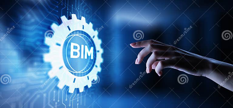 BIM Building Information Modeling Technology Concept on Virtual Screen ...