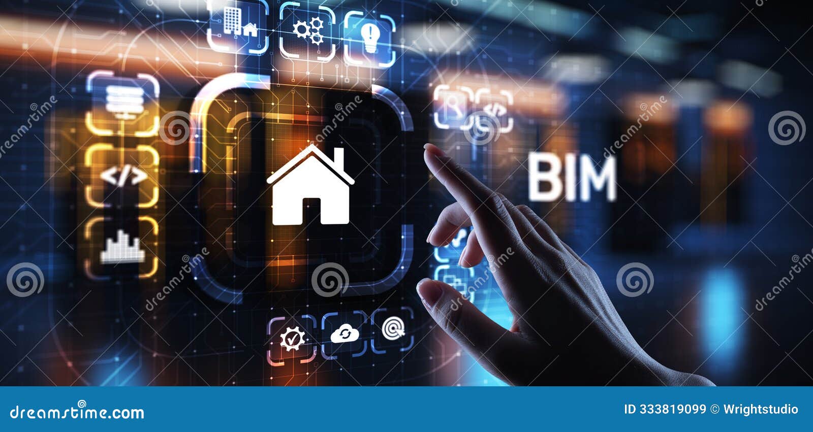 BIM Building Information Modeling Technology Concept on Virtual Screen ... BIM Building Information Modeling Technology Concept on Virtual Screen ...