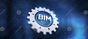 BIM Building Information Modeling Technology Concept on Virtual Screen ...