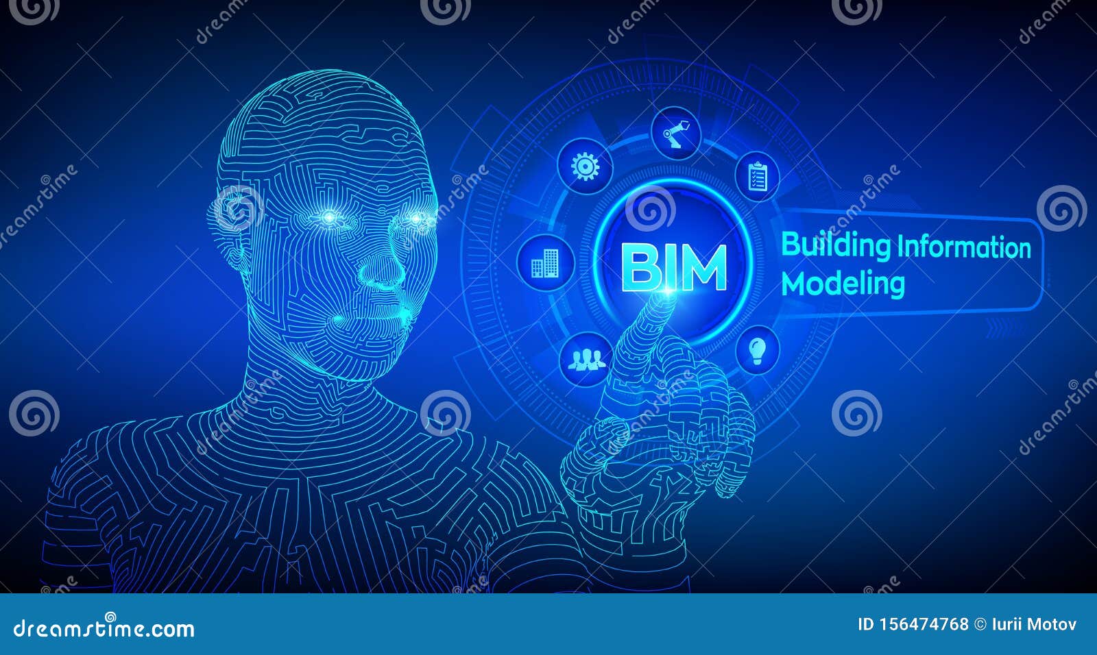 BIM. Building Information Modeling Technology Concept On Virtual Screen ...