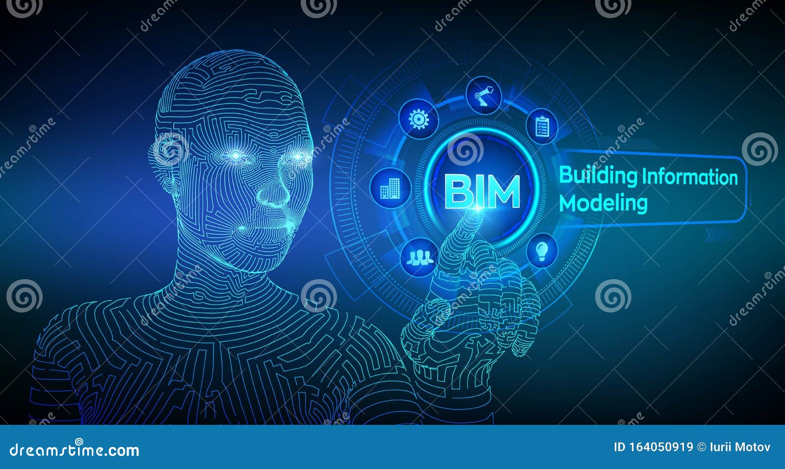 BIM. Building Information Modeling Technology Concept on Virtual Screen ...