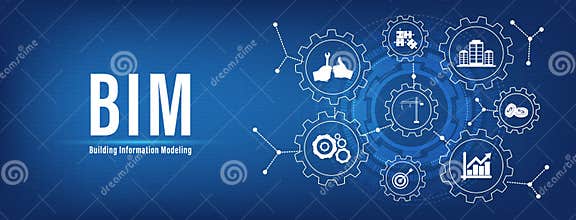 BIM Concept Technology Modeling Information on a Virtual Screen. Icons ...