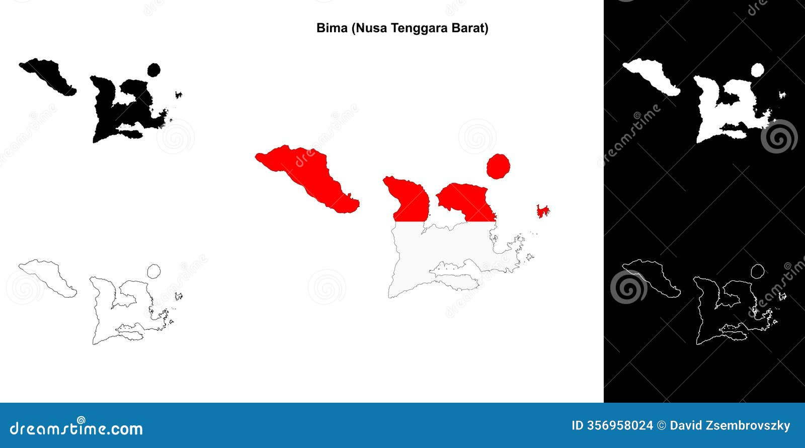 Bima outline map stock vector. Illustration of regency - 356958024
