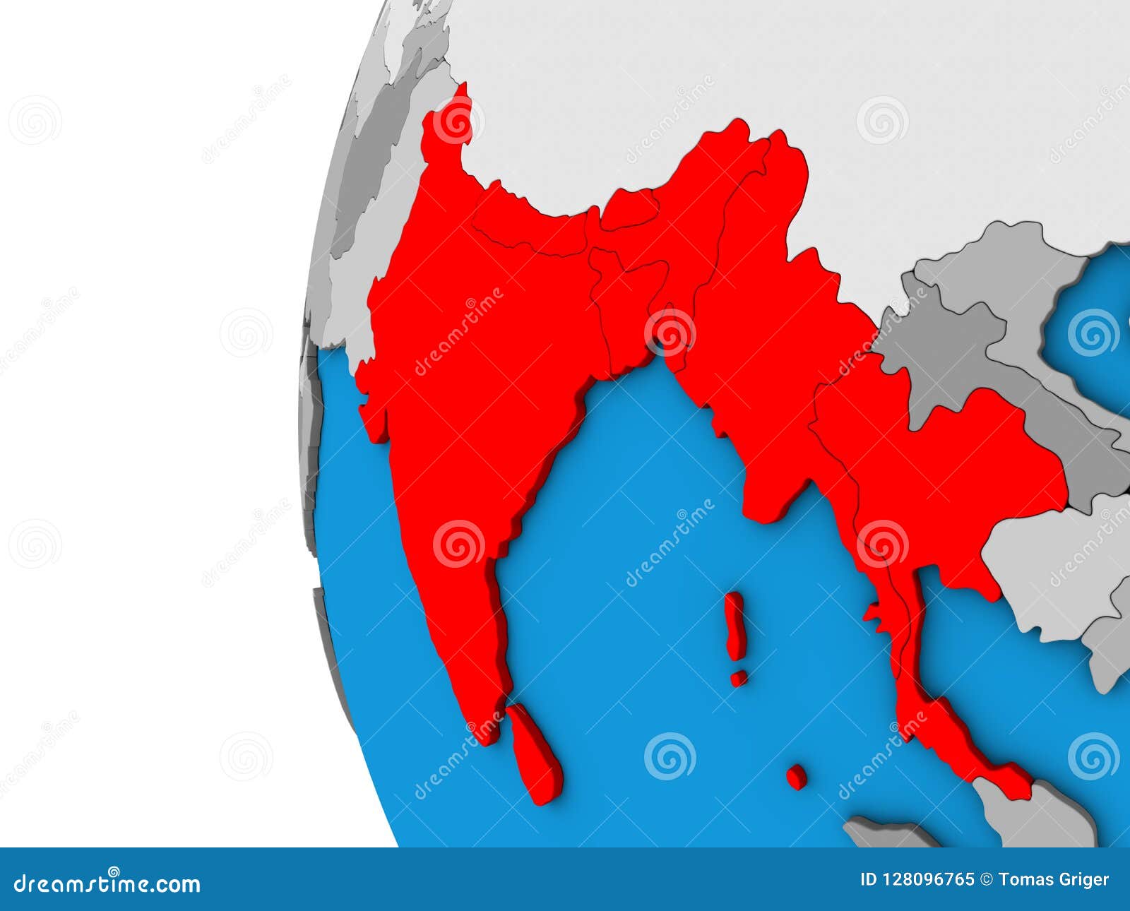 BIMSTEC Memeber States on 3D Globe Stock Illustration - Illustration of ...