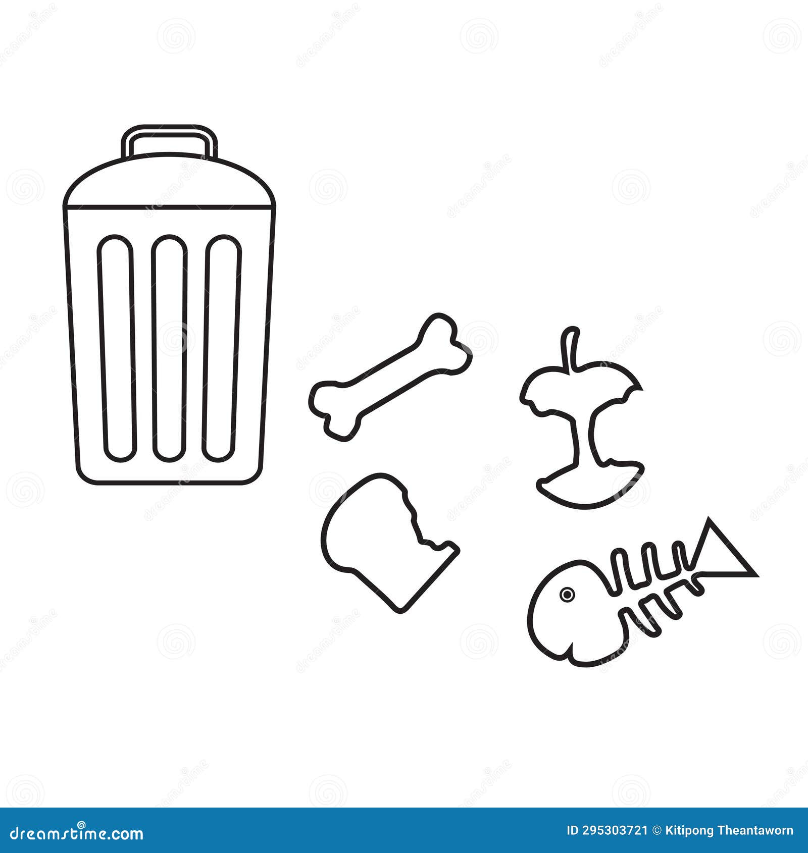 Trash Bin Full of Garbage Heap on White Background. Stock Vector ...