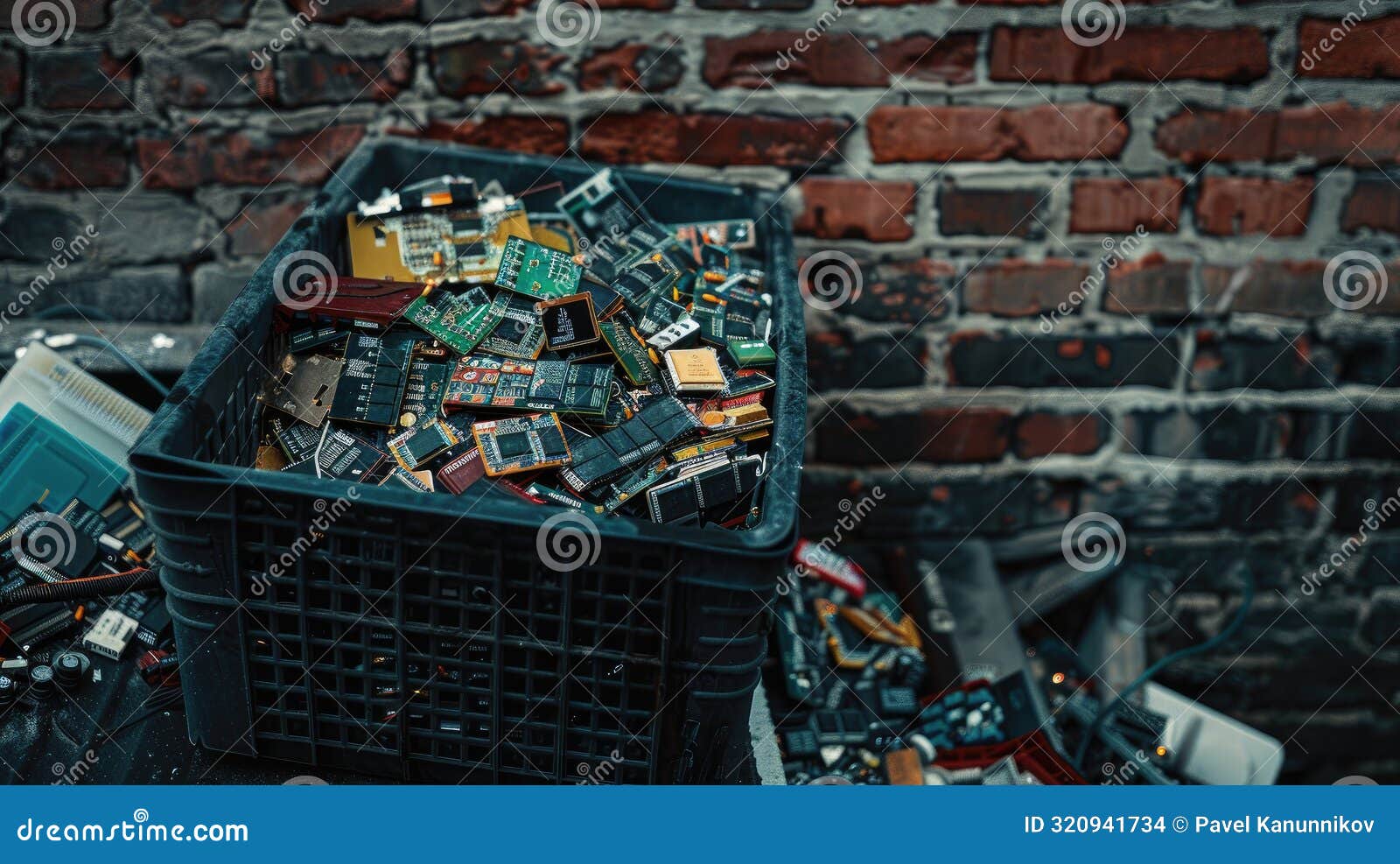 A Bin of Electronic Waste Awaits Its Fate Stock Photo - Image of ...