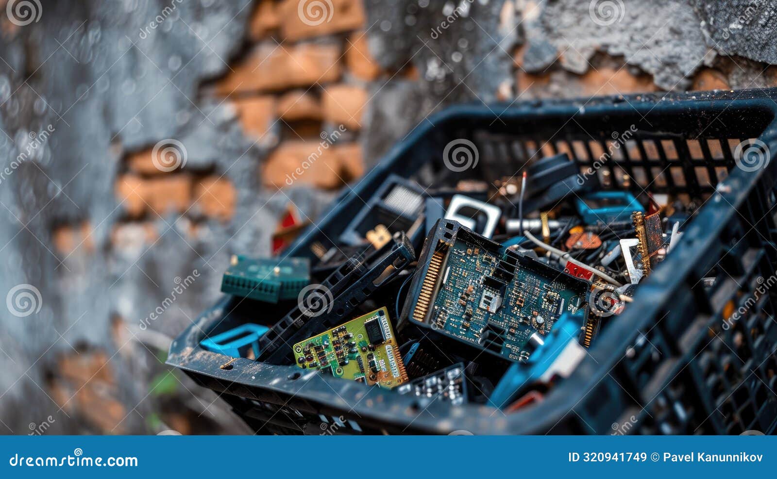 A Bin of Electronic Waste Awaits Its Fate Stock Image - Image of ...