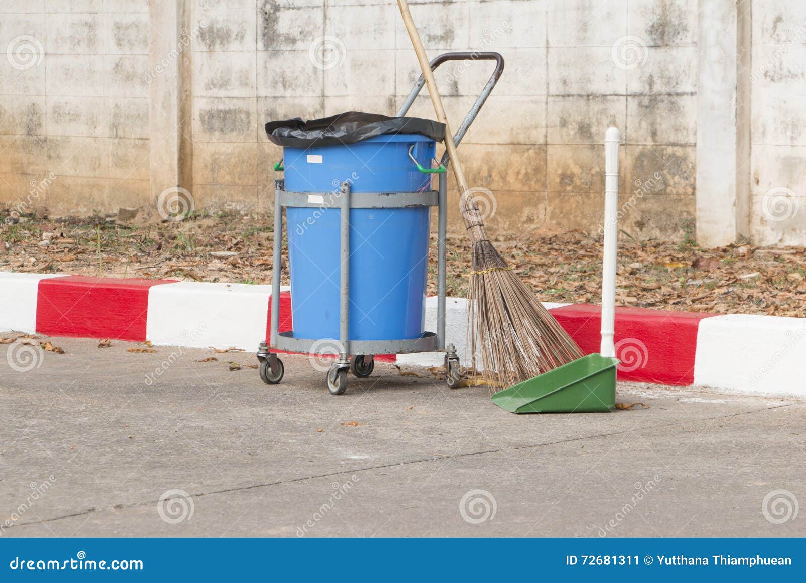 Bin garbage stock image. Image of recycle, broom, isolated - 72681311