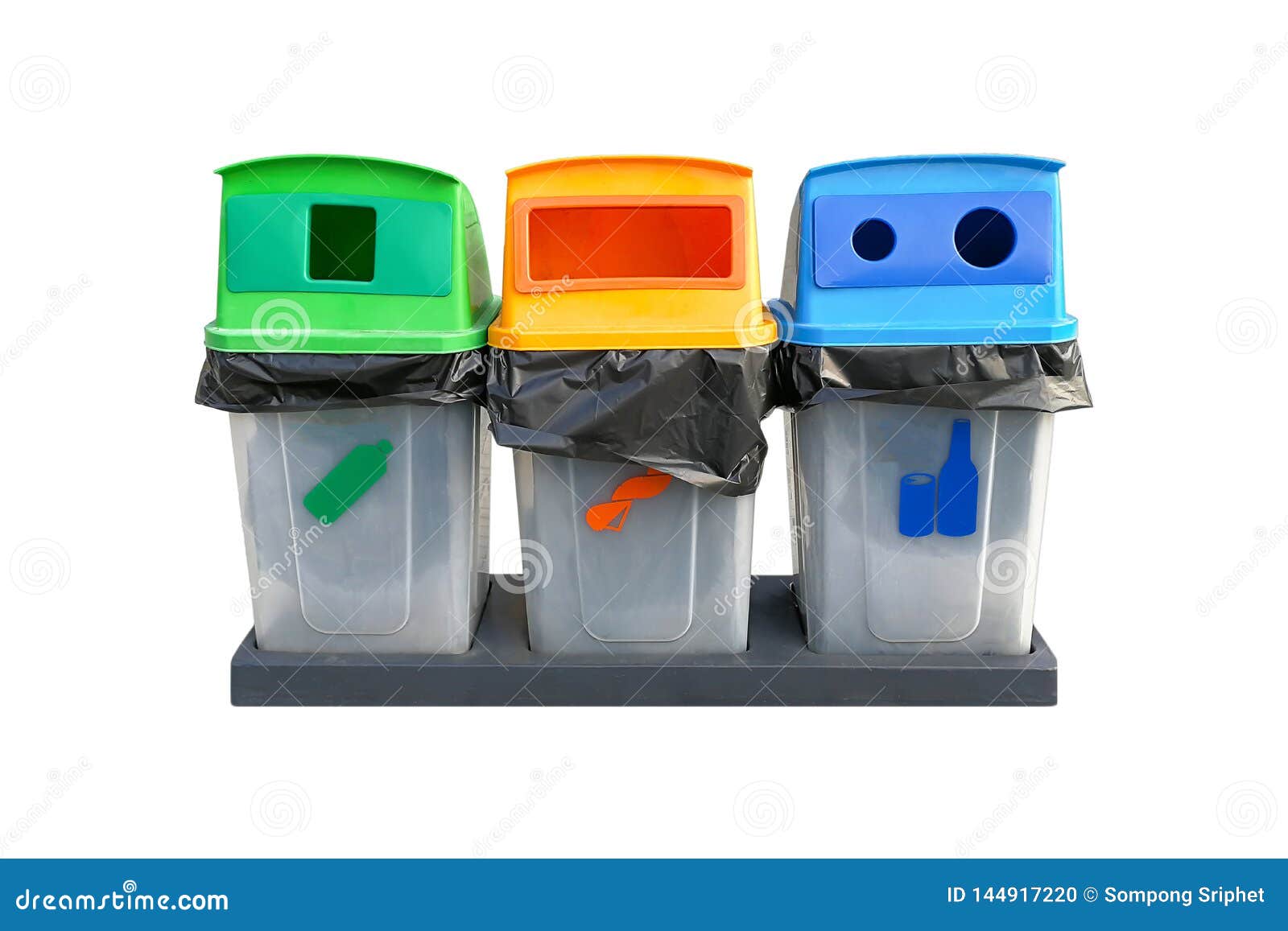 Bin Garbage Separation Recycled on White Background Stock Photo - Image ...