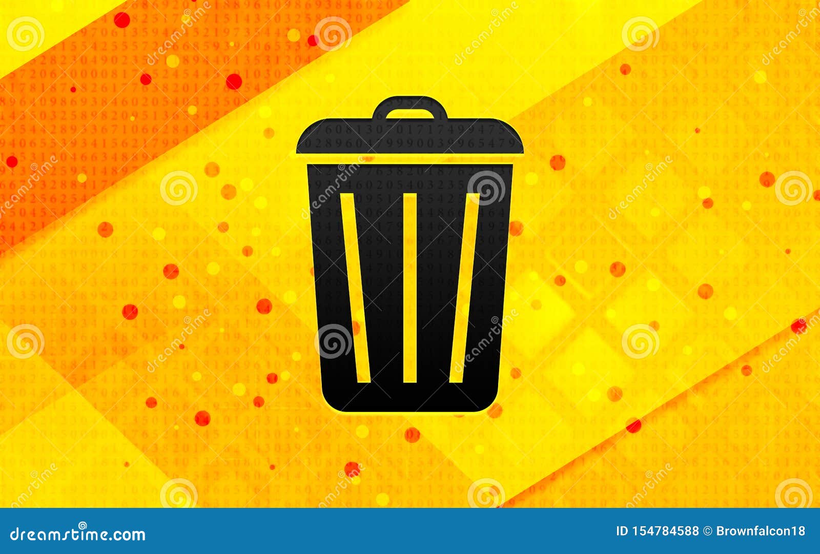 Bin Icon Abstract Digital Banner Yellow Background Stock Illustration ...