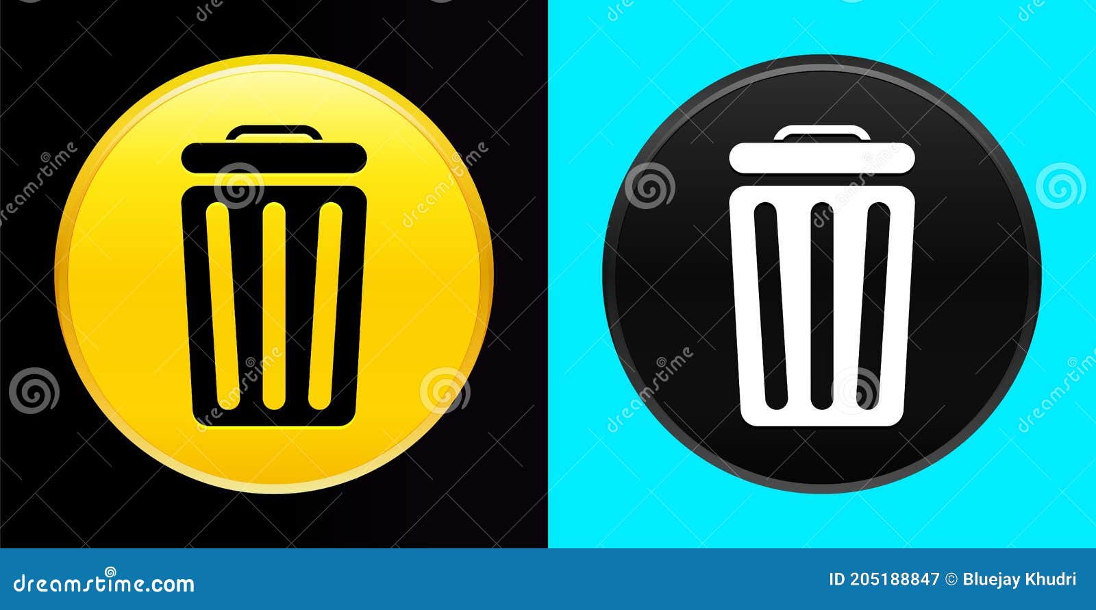 Bin Icon Flat Exclusive Button Set Stock Vector - Illustration of ...