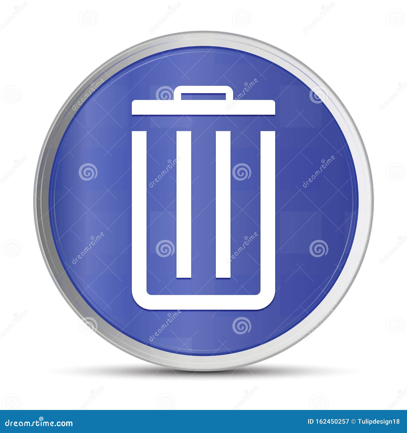 Bin Icon Prime Blue Round Button Vector Illustration Design Silver ...