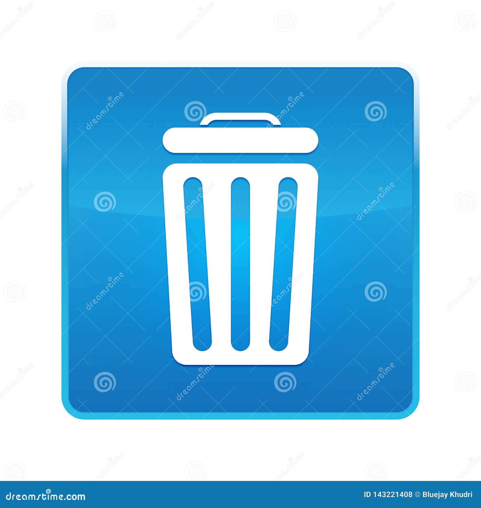 Bin Icon Shiny Blue Square Button Stock Illustration - Illustration of ...