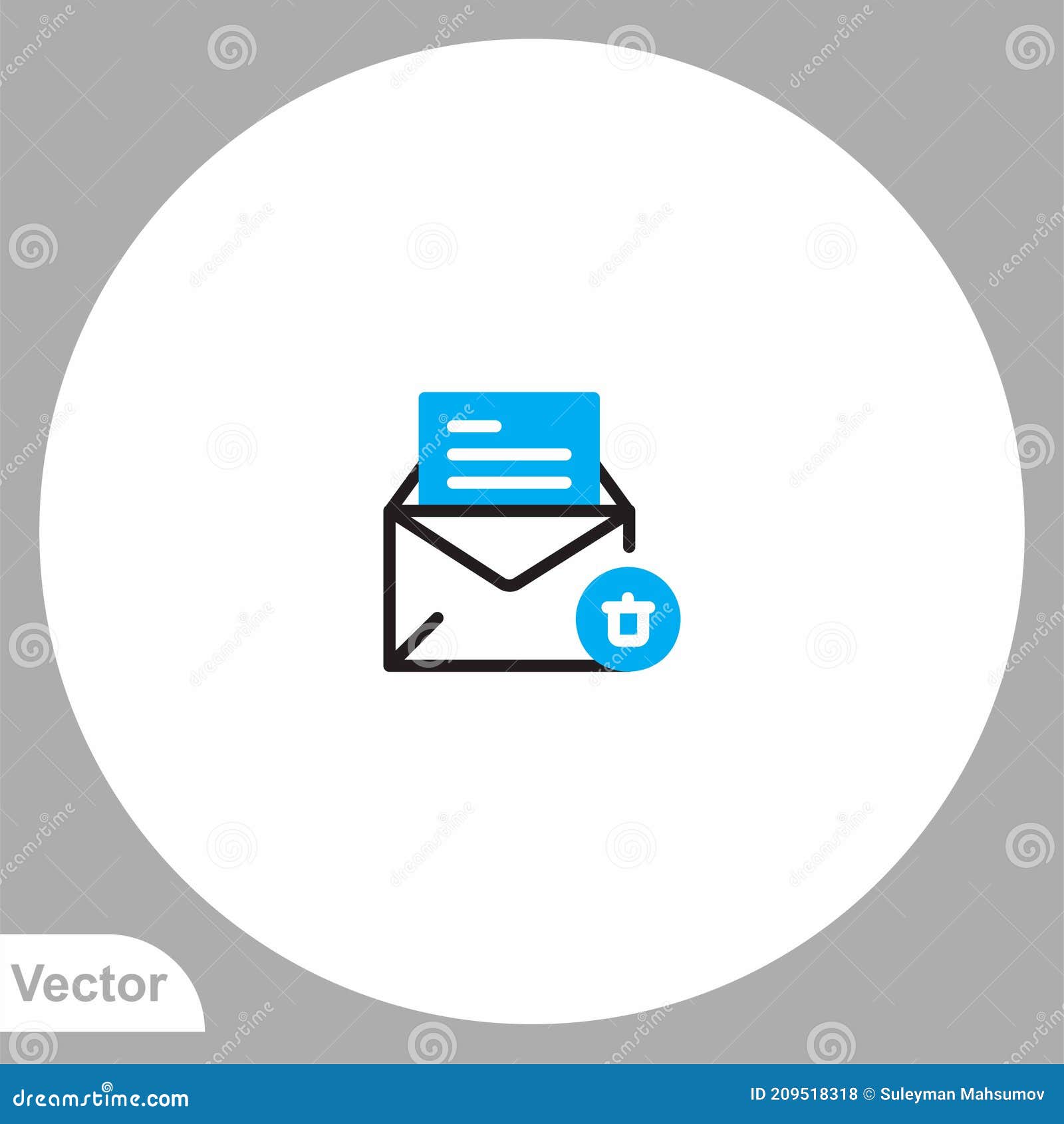 Bin Mail Vector Icon Sign Symbol Stock Vector - Illustration of flat ...