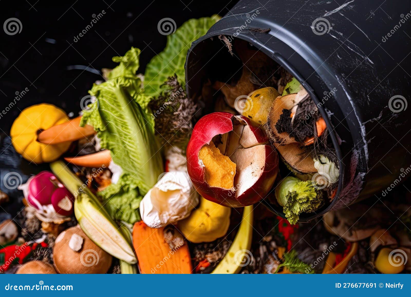 Bin with organic waste stock illustration. Illustration of decompose - 276677691