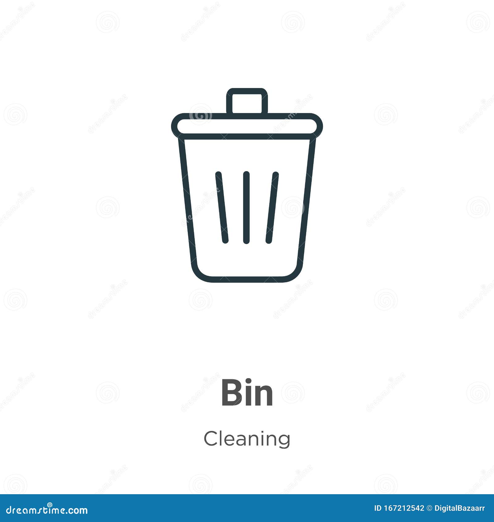 Bin Outline Vector Icon. Thin Line Black Bin Icon, Flat Vector Simple ...