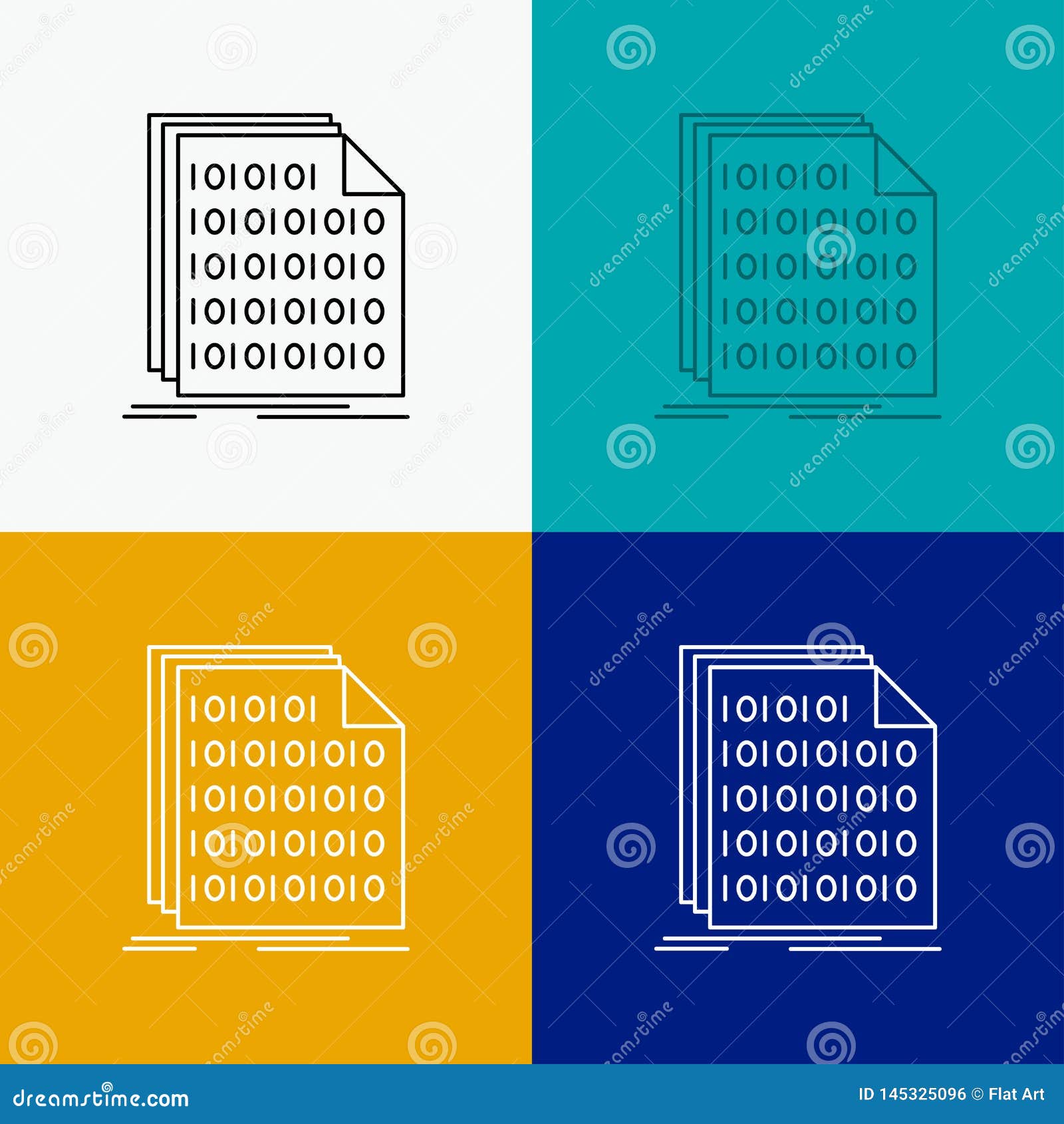 Binary, Code, Coding, Data, Document Icon Over Various Background. Line Style Design, Designed ...