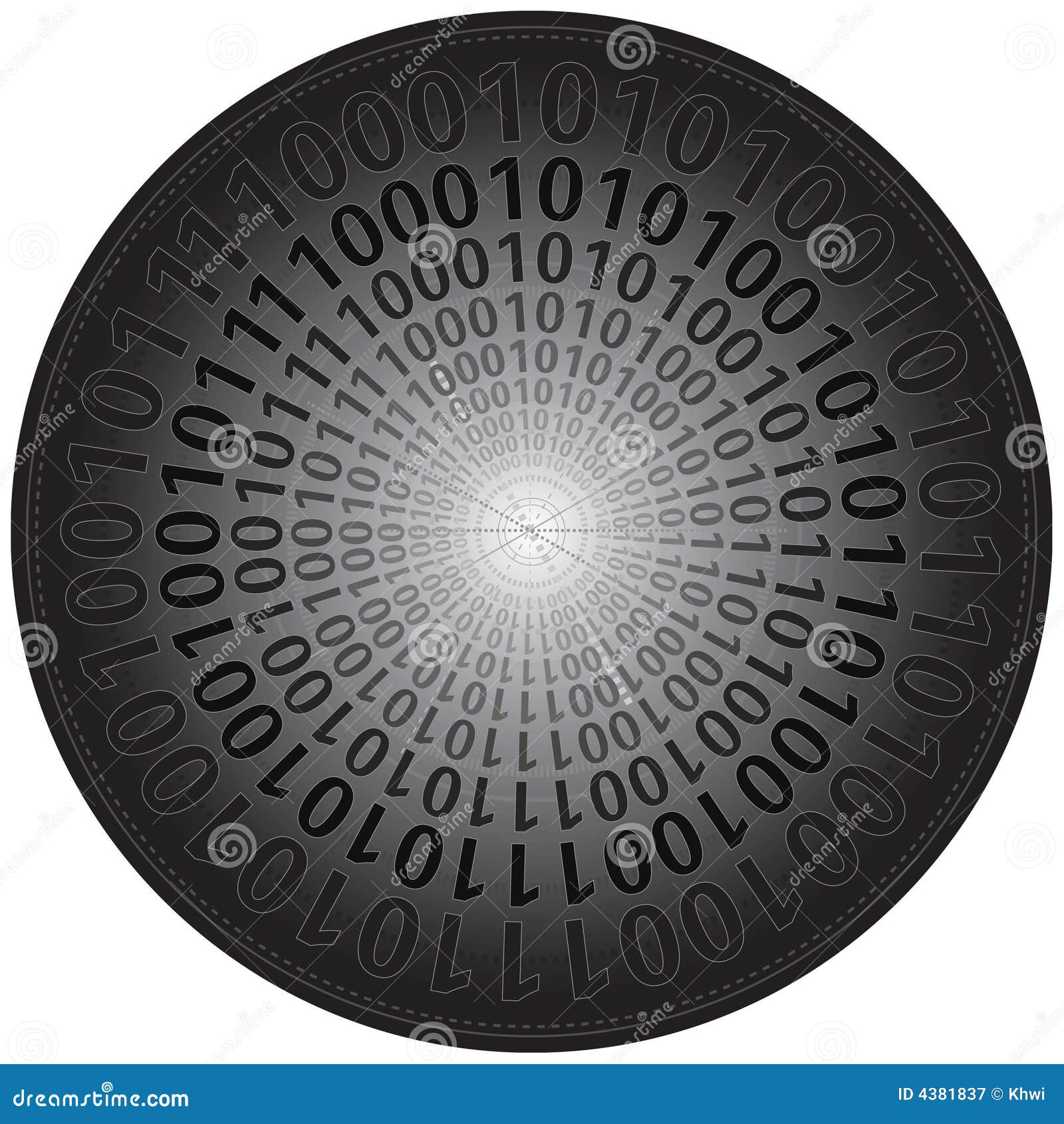 Binaire Codes in Cirkel vector illustratie. Illustration of aantallen ...