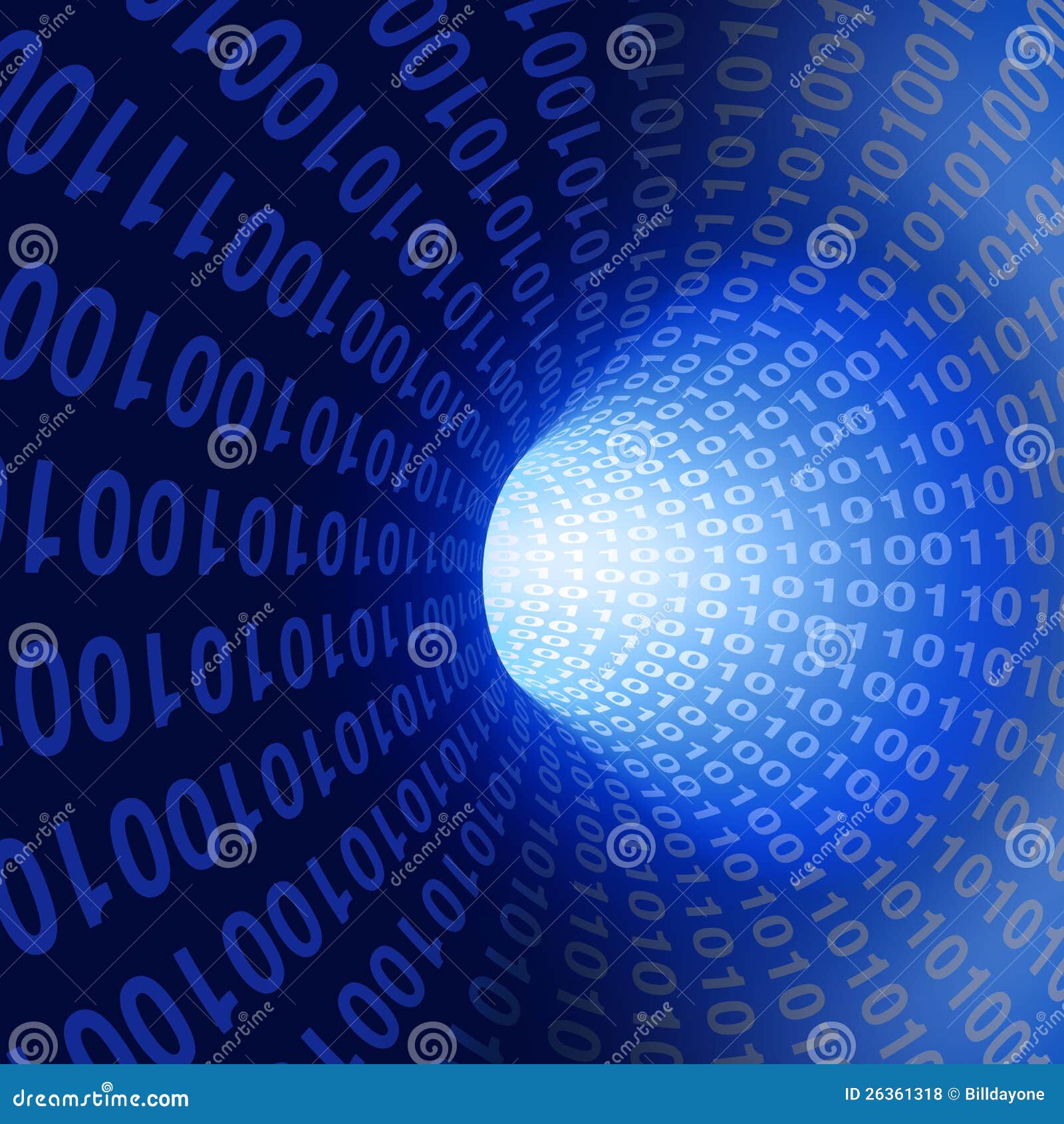 Binary Array As a Tube or Tunnel Stock Illustration - Illustration of ...