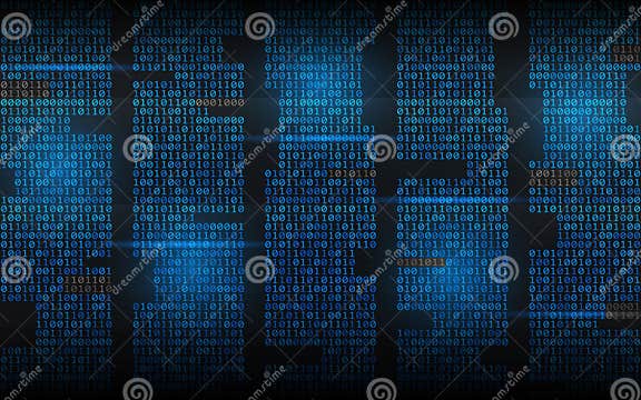 Binary Background Abstract Streaming Code Matrix Digits On Dark Backdrop Blue Columns With