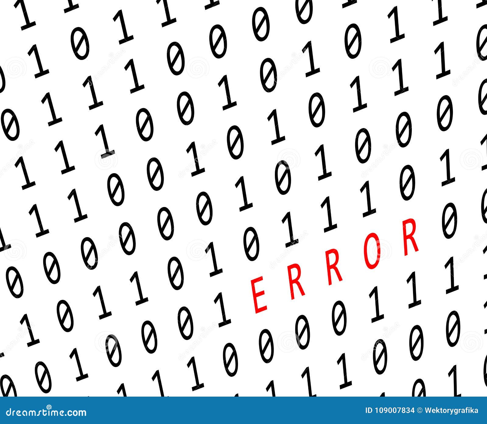 Binary Background with Error Sign on White Background Stock Vector ...