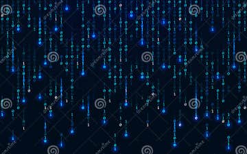 Binary Background. Matrix Concept. Falling Digits on Dark Backdrop. Running Bright Numbers with ...