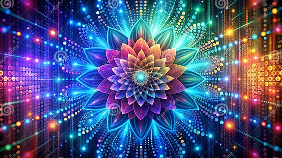 Binary Bloom: a Symphony of Data in Vibrant Hues Generative AI Stock ...