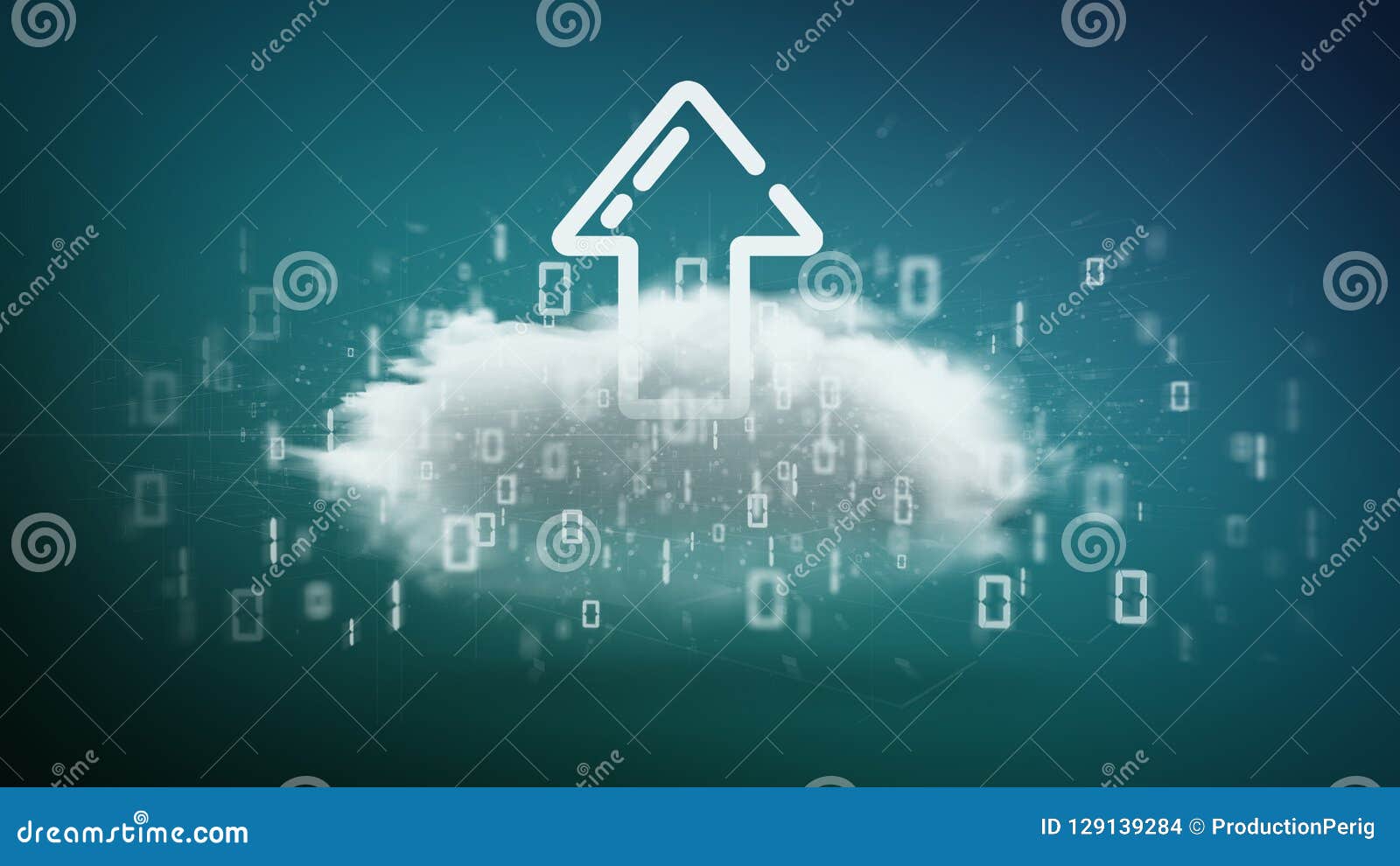 Binary Cloud with Upload Internet Arrow 3d Rendering Stock Illustration - Illustration of upload ...