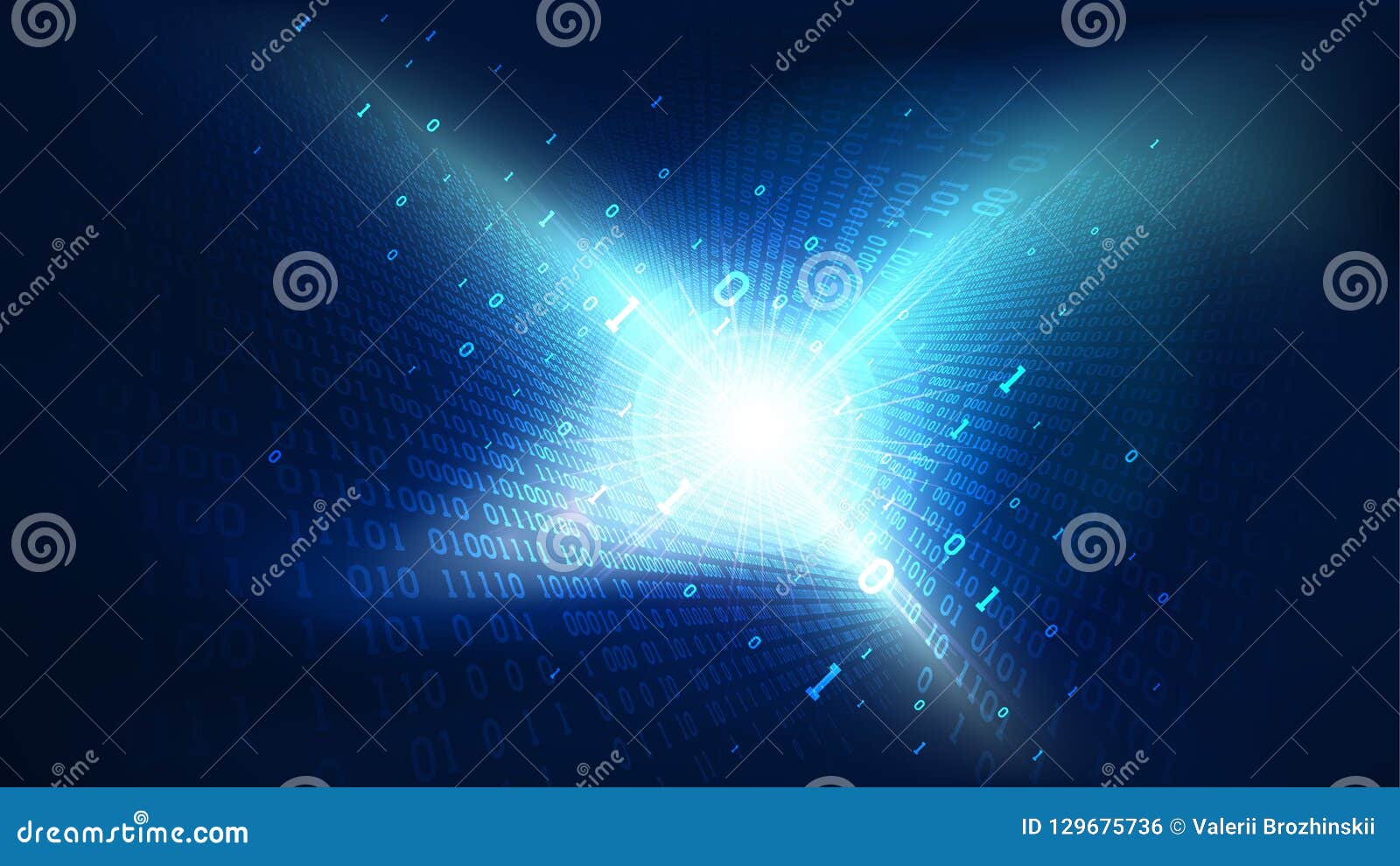 Binary Code in Abstract Futuristic Cyberspace, Matrix Shining Blue ...