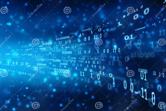 Binary Code Background, Flowing Number One and Zero Text in Binary Code ...