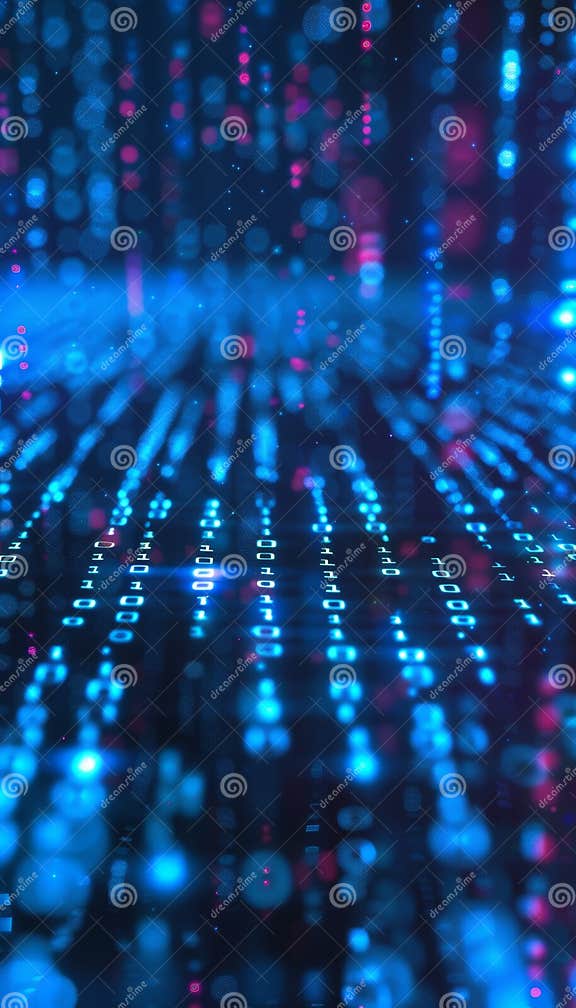 Binary Code and Ai Algorithms in Abstract Digital Background Realistic Deep Blue Image Stock ...